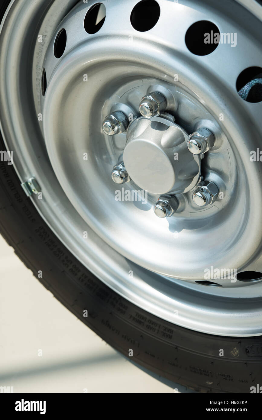 Close-up Car steel wheel Stock Photo - Alamy