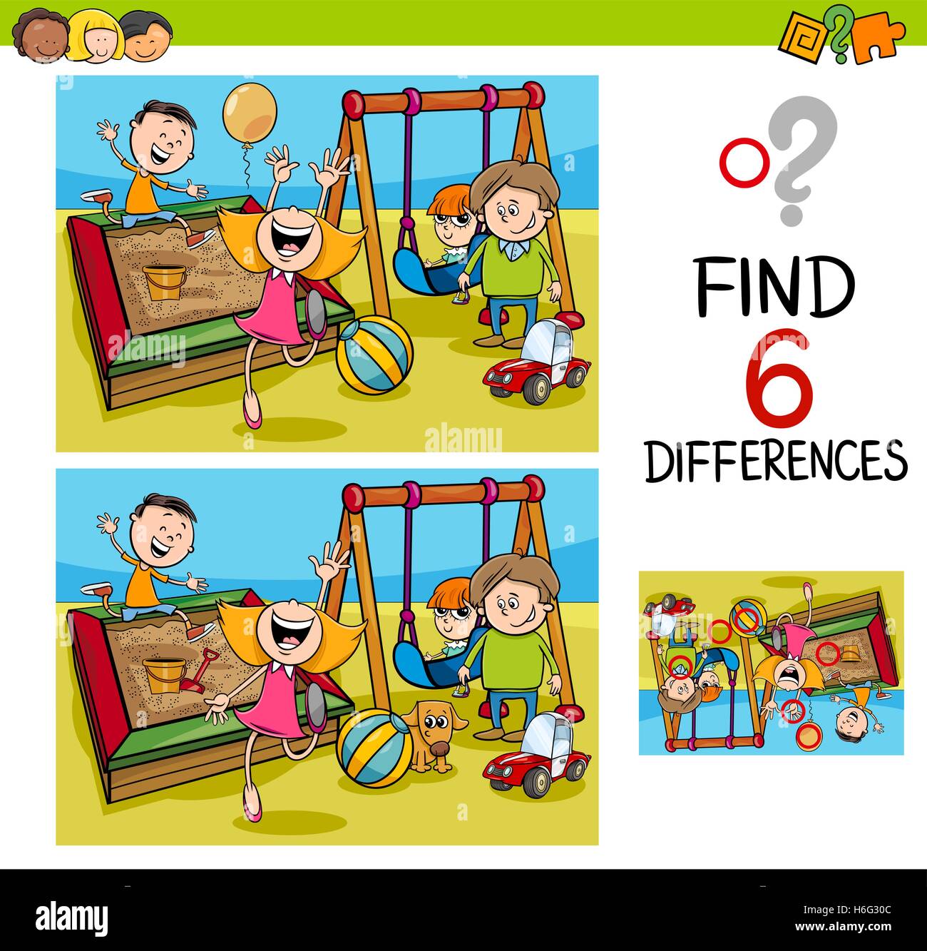 Cartoon Illustration of Finding the Difference Educational Activity for ...