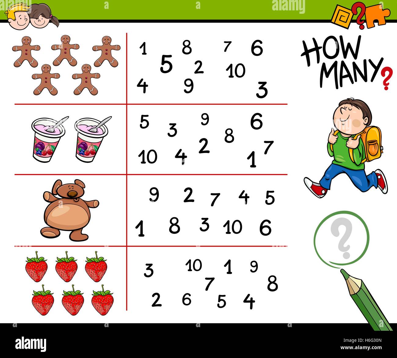 Cartoon Illustration of Educational Counting Activity for Children ...