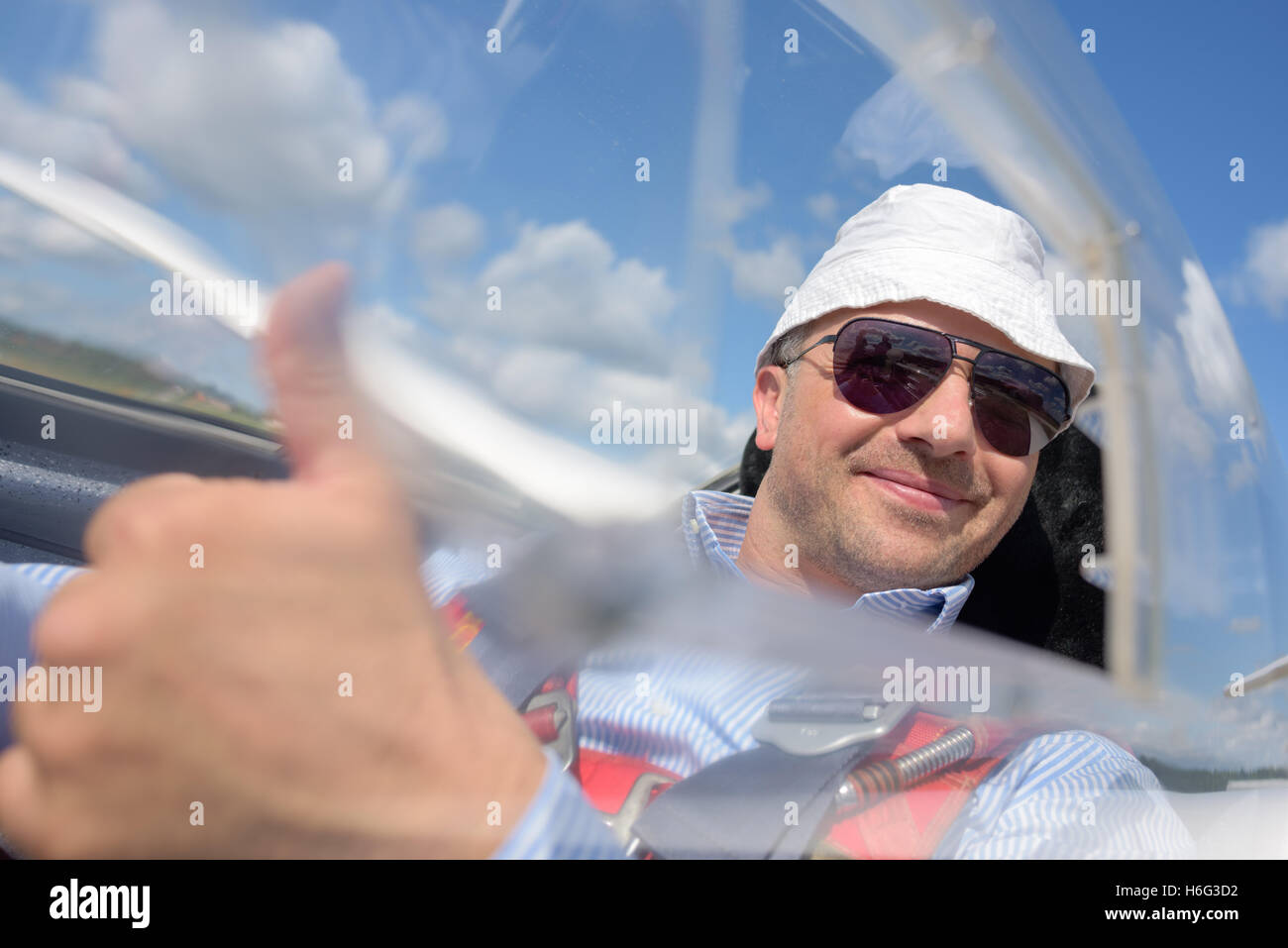 happy with gliding experience Stock Photo - Alamy