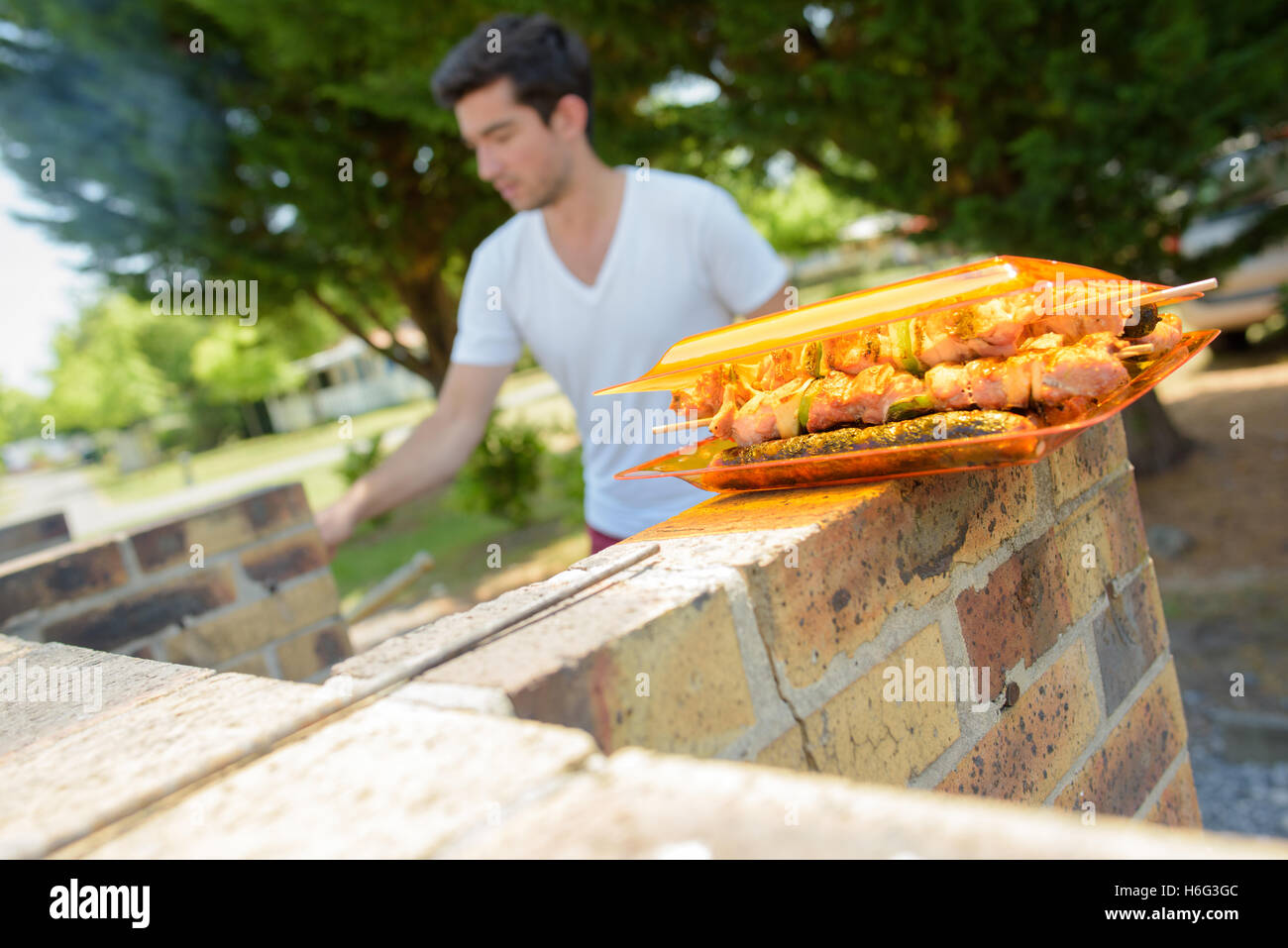 summer barbecue at campsite Stock Photo - Alamy