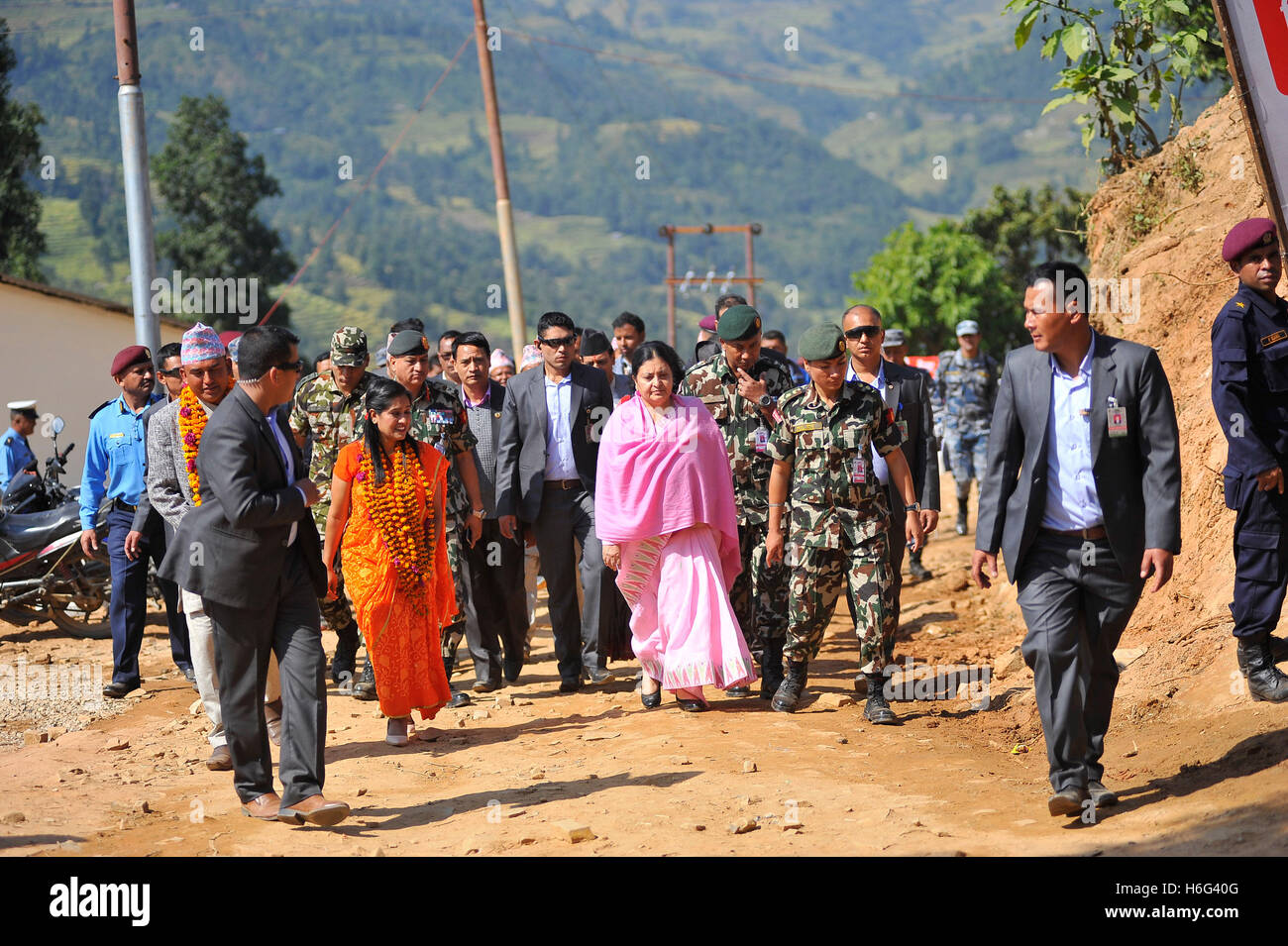 Sindhupalchowk, Nepal. 28th Oct, 2016. President Bidya Devi Bhandari ...