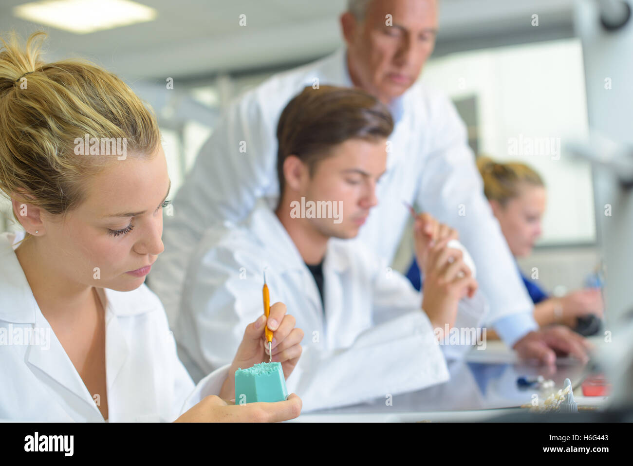 Trainees working in a dentist's laboratory Stock Photo - Alamy