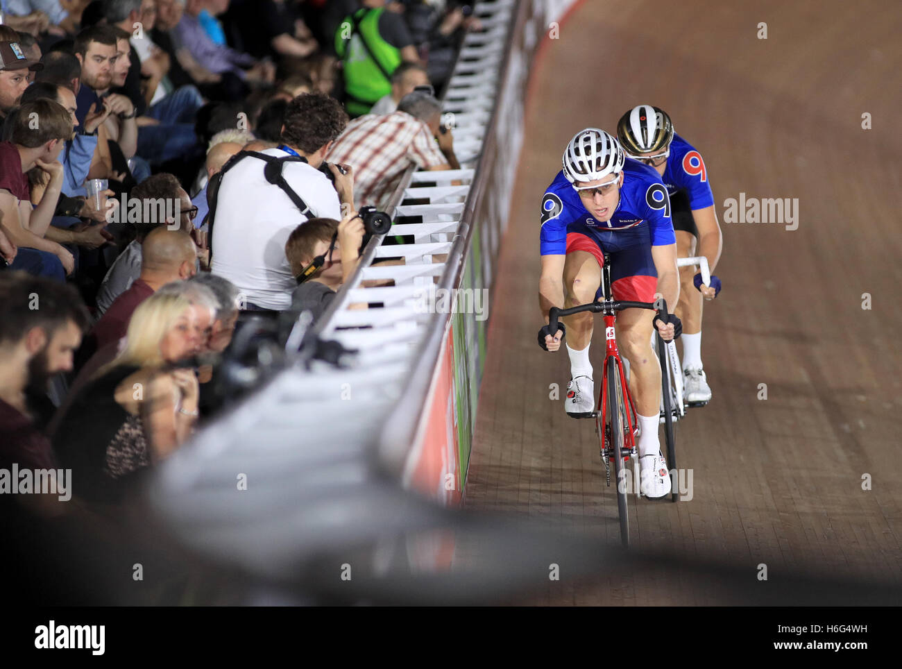Great Britain's Jon Dibben and Ollie Wood compete in the 250m madison ...