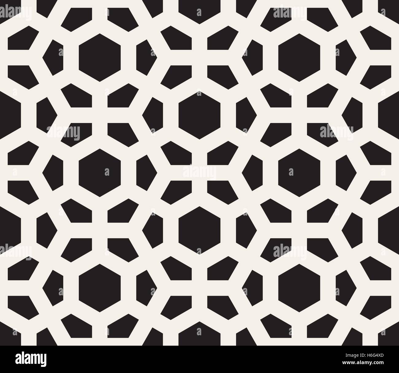 Vector Seamless Black And White Geometric Hexagon Lines Pattern Stock ...