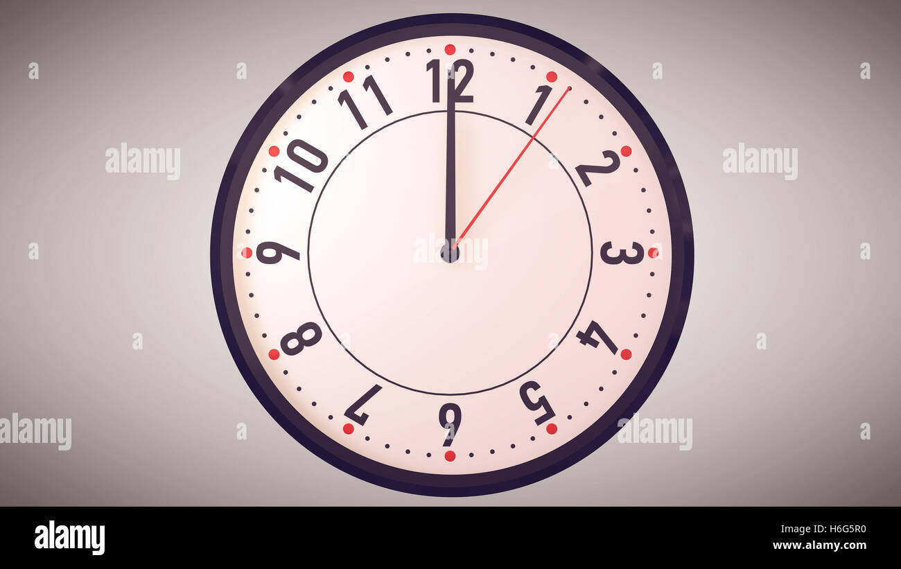 3d rendering of Hands pointing to midday on clock face Stock Photo - Alamy