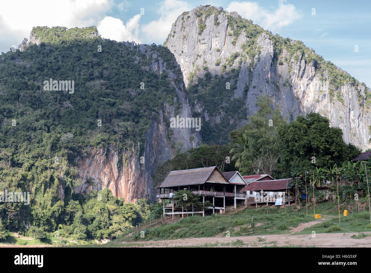 Manivanh Restaurant opposite Pak Ou caves, Laos Stock Photo - Alamy