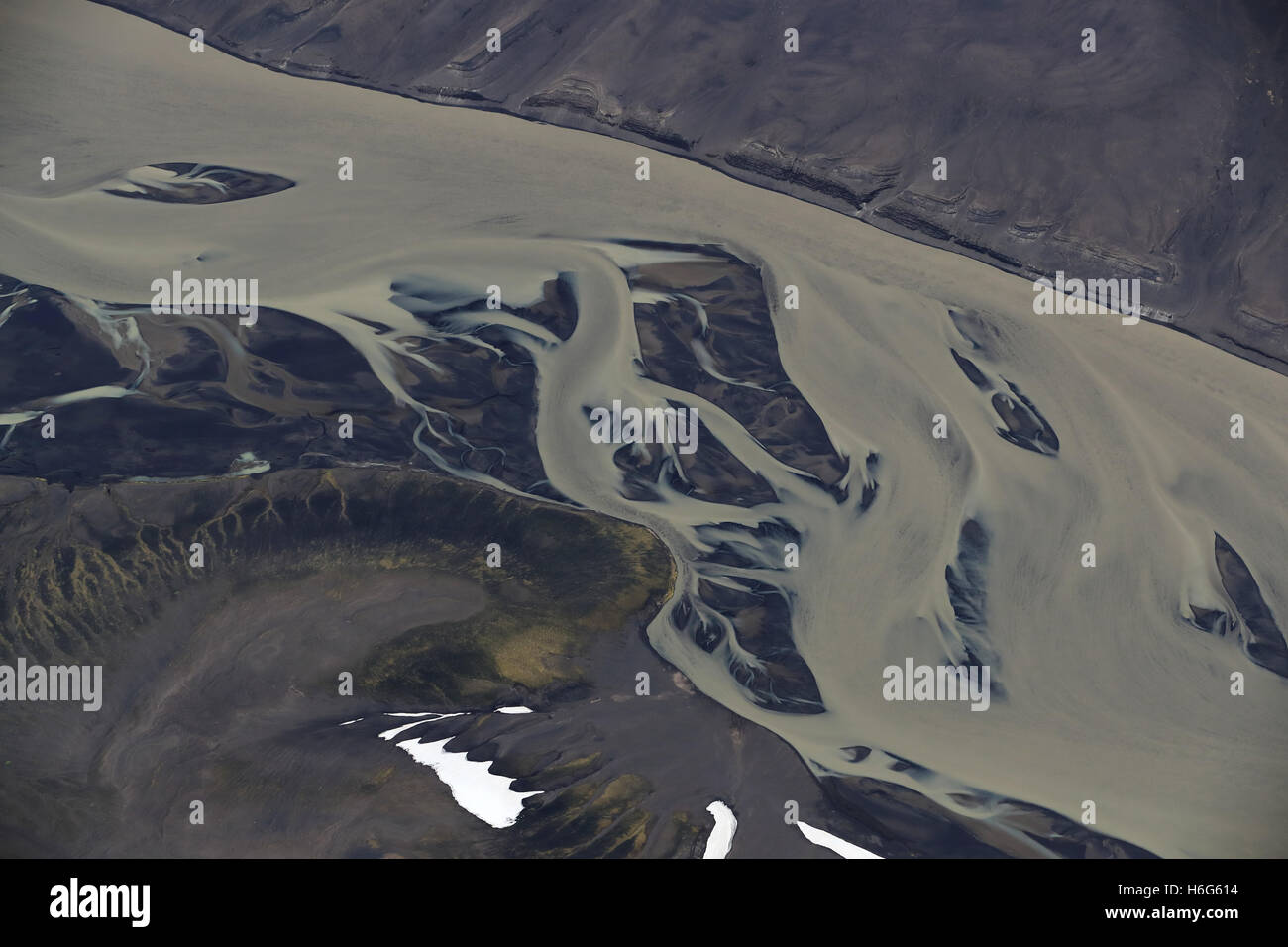 Aerial view of glacial rivers South Iceland Stock Photo - Alamy