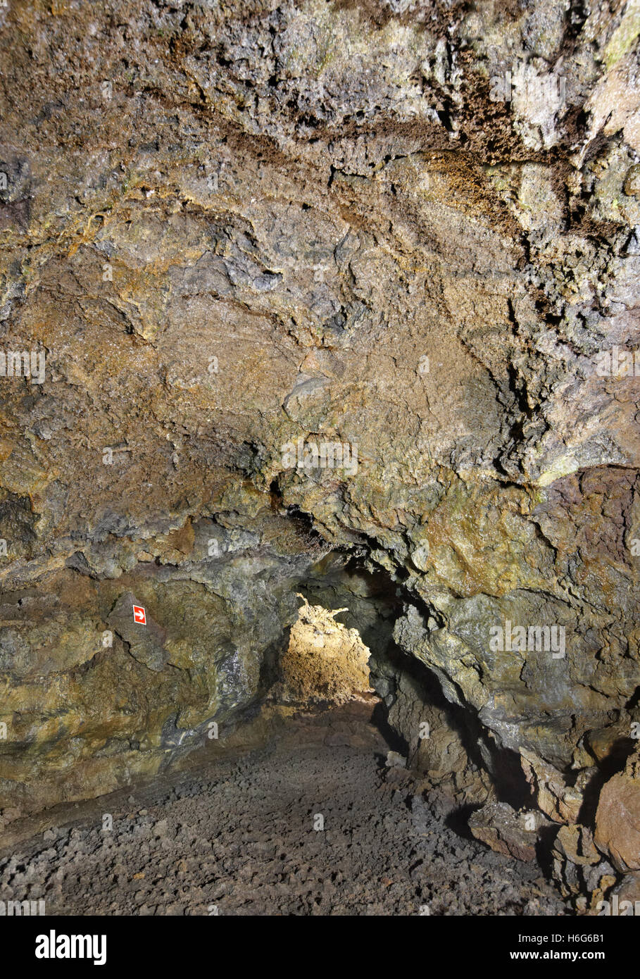 Volcanic cave gallery in Terceira island. Azores. Gruta do Natal ...