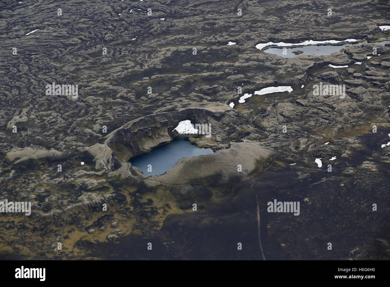 Aerial view, Laki craters, Laki or Lakagígar vulcanic fissure, Iceland ...