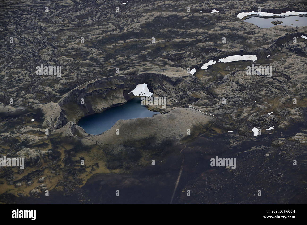 Aerial view, Laki craters, Laki or Lakagígar vulcanic fissure, Iceland ...