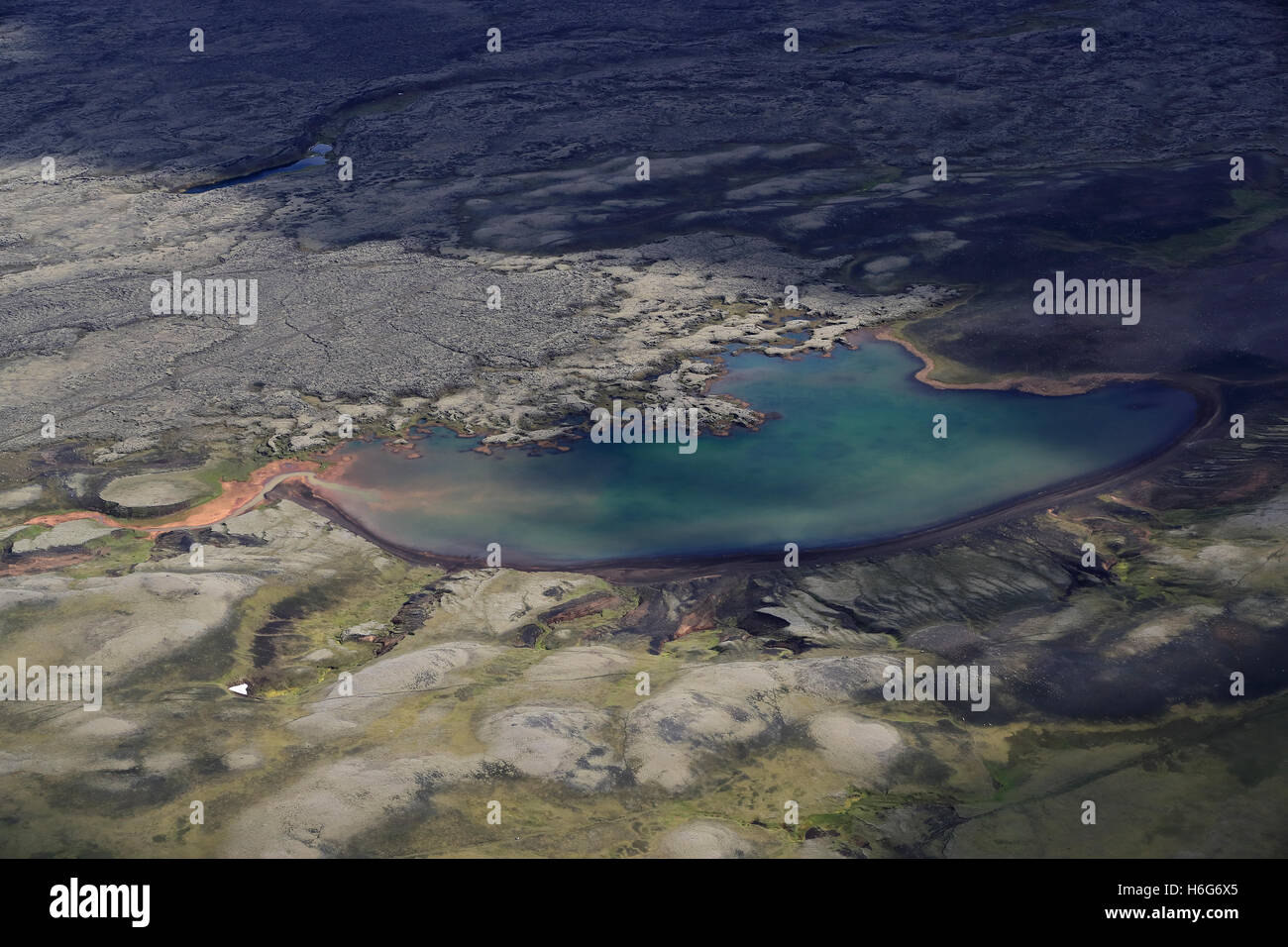 Aerial view, Laki craters, Laki or Lakagigar vulcanic fissure, Iceland ...