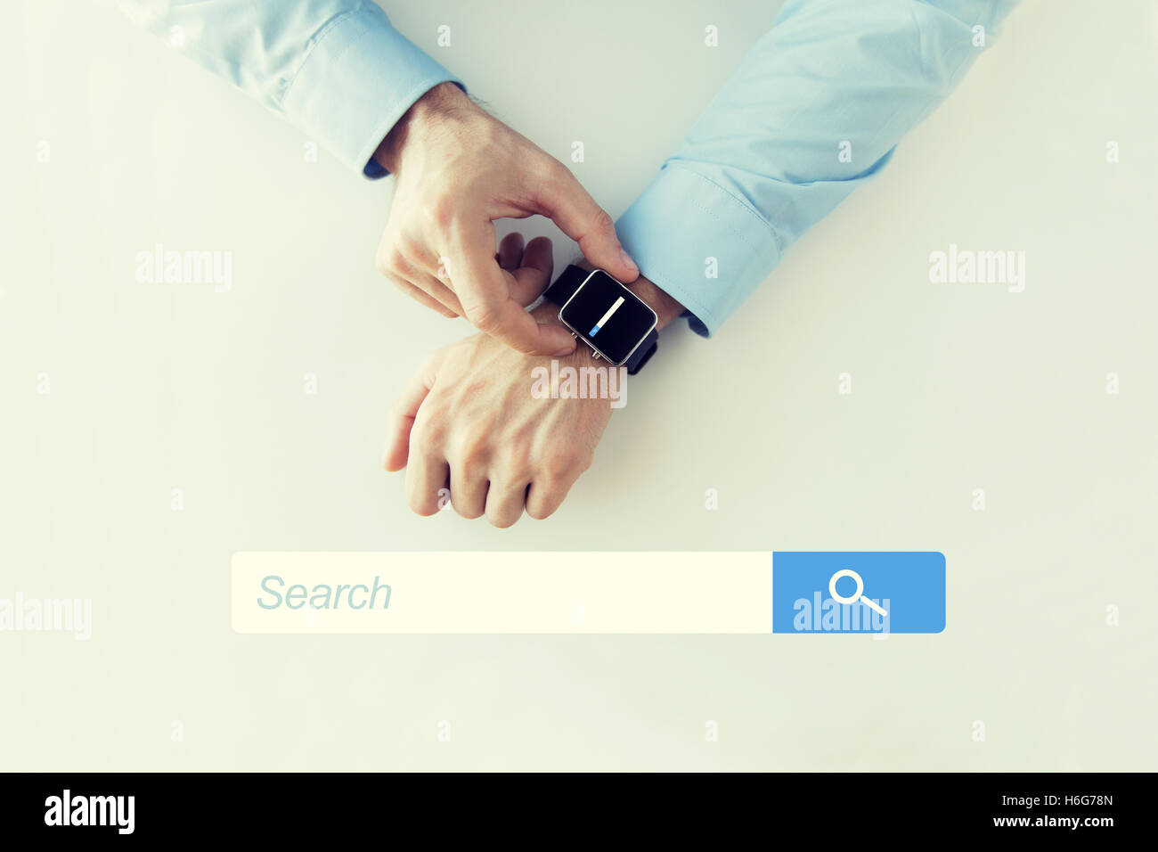 hands with internet browser search on smartwatch Stock Photo - Alamy