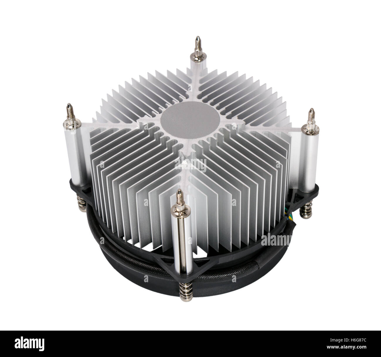 Close-up shot of computer CPU cooler isolated on a white background ...