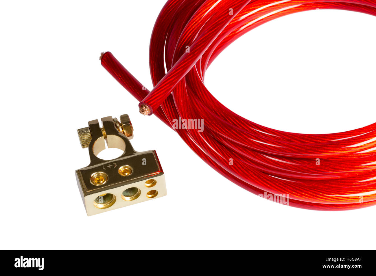 Copper electric power cable and positive contact terminal CAR battery ...