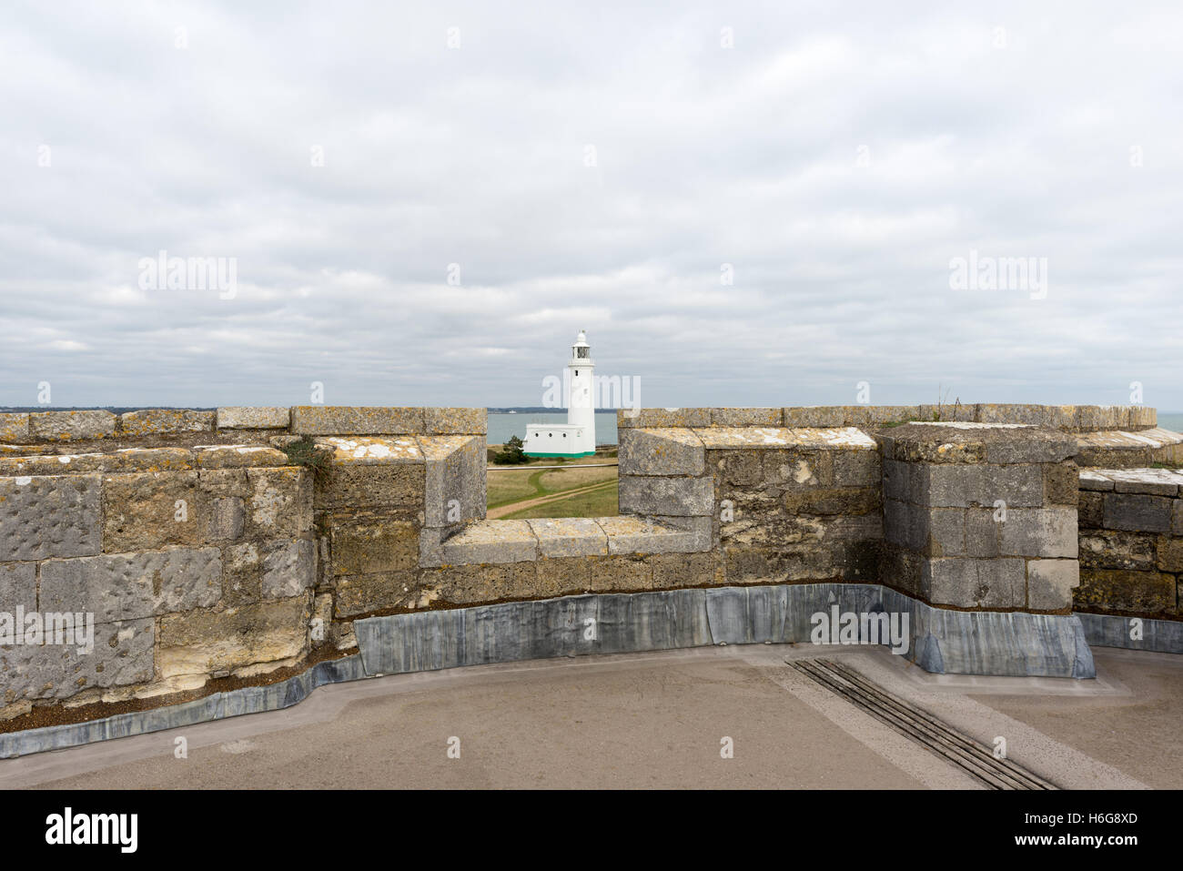 Hurst Point Lighthouse from the roof of Hurst Castle, English South ...