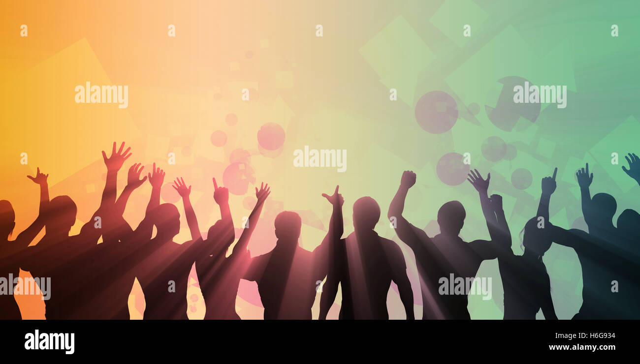 Celebration Background with People Cheering and Celebrating Stock Photo ...