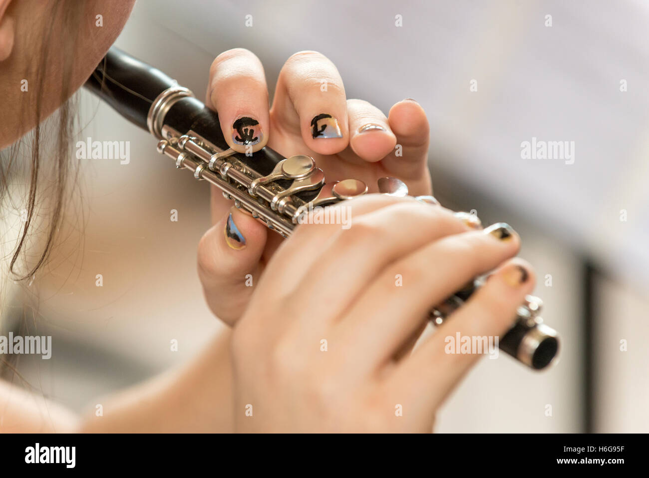 Close-up details of musical instruments being played Stock Photo - Alamy