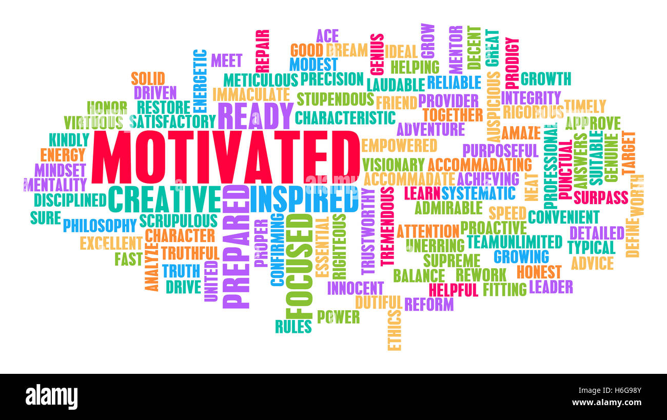 Motivated Word Cloud Concept on White Stock Photo - Alamy