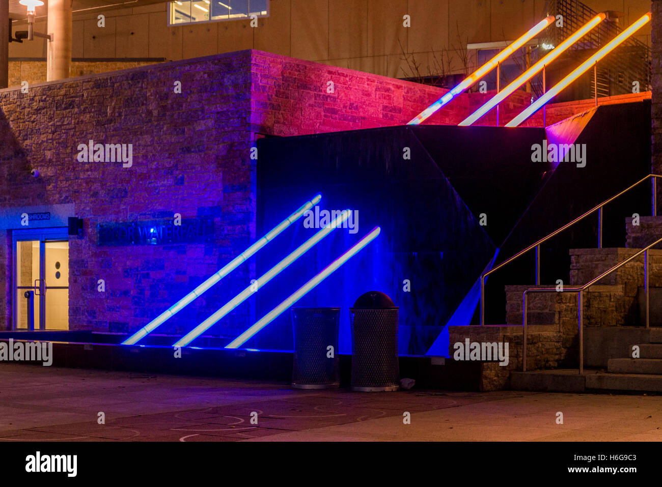 Epcor Waterfall, light sculpture installation, Winston Churchill Square ...