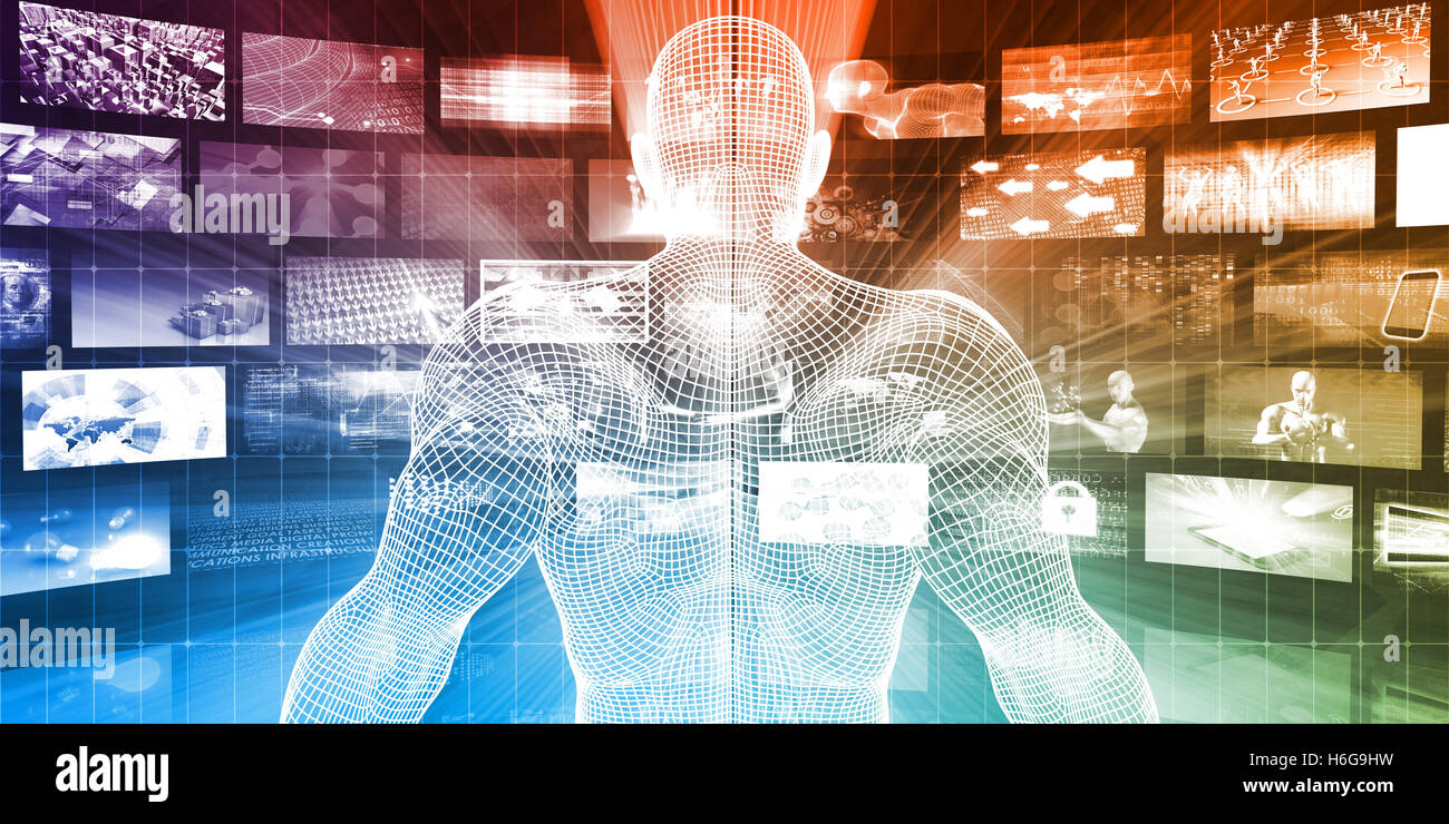 Data Center with System Administrator Navigating Data Stock Photo - Alamy