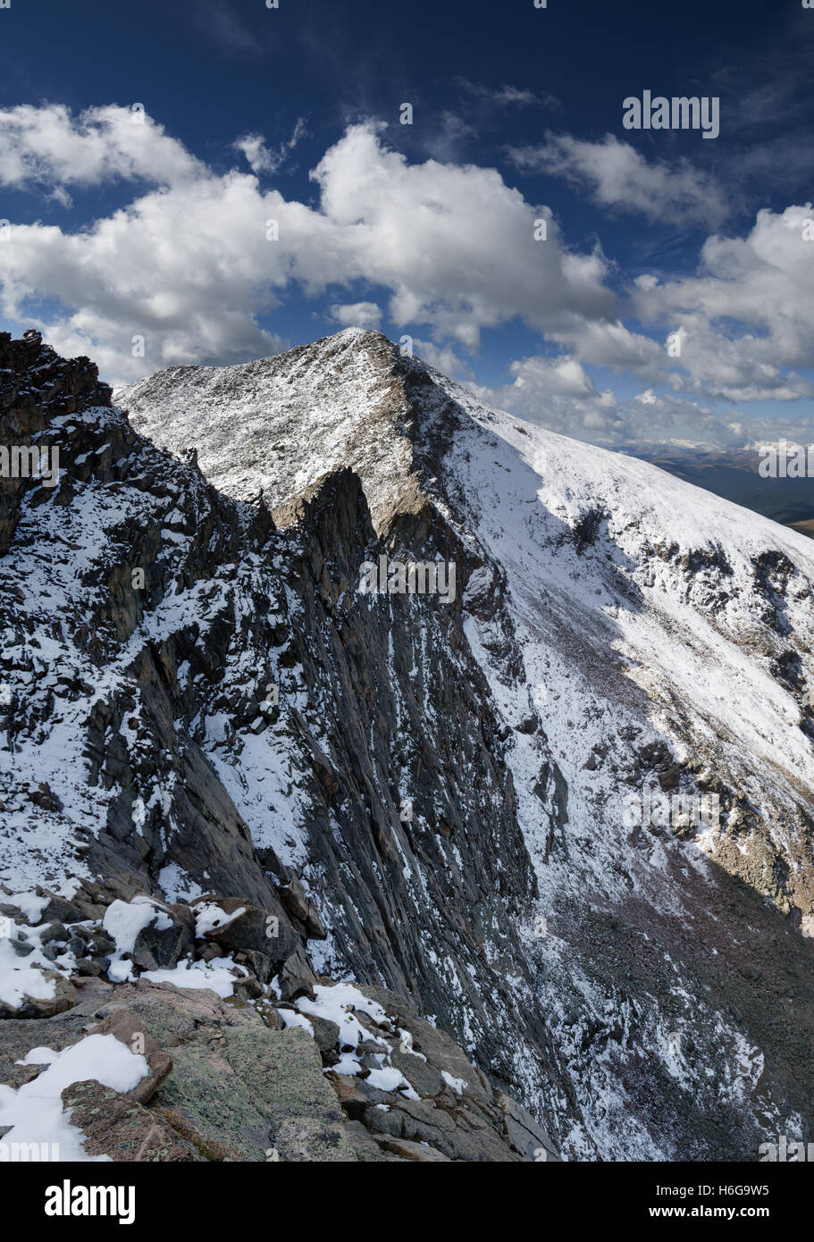 Mount Bierstadt in Colorado from near the Sawtooth Mountain with steep ...