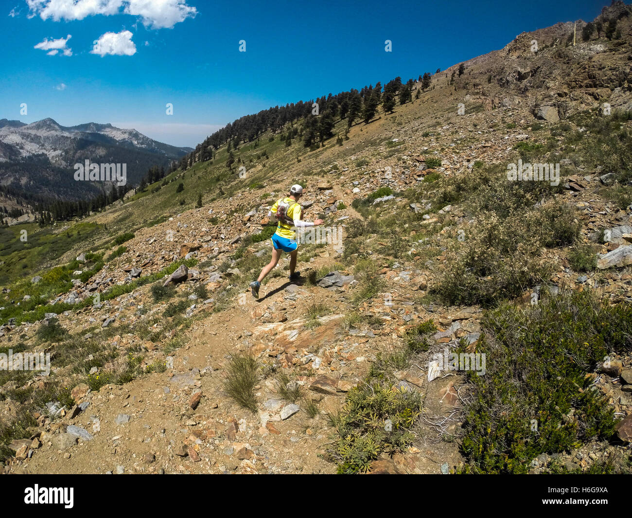Trail running in the Sierra Nevada Mountains near Mineral King ...