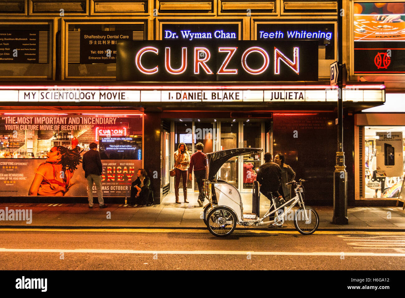 An illuminated Curzon Soho on London's Shaftesbury Avenue, London, W1 ...