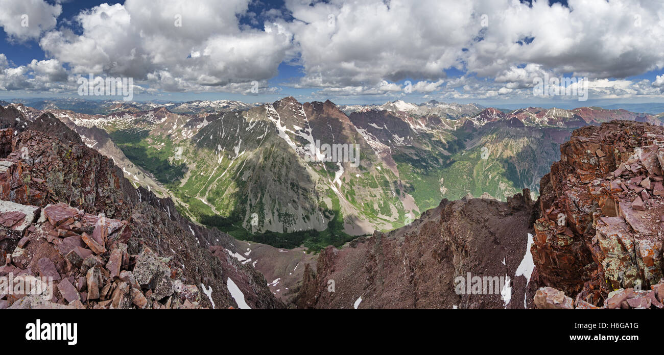 panorama from the summit of Pyramid Peak in Colorado including the ...