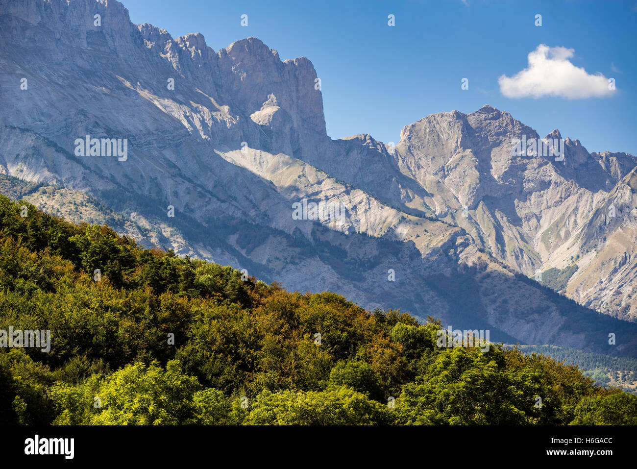 Faraut mountain peaks (Breche de Faraut and Pic de Chabournasse) in ...