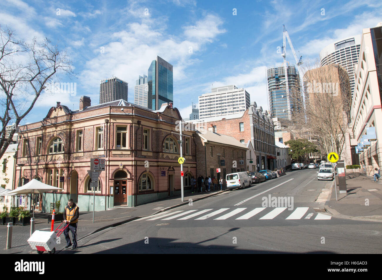 The historic Rocks area of Sydney in the city centre, New south wales ...