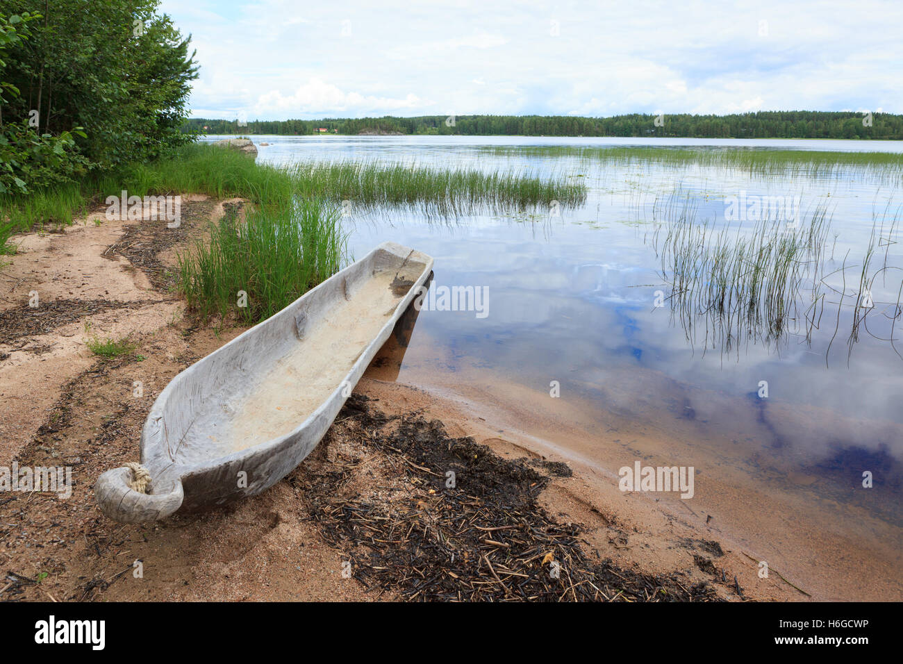 Stone age dugout boat Stock Photo - Alamy