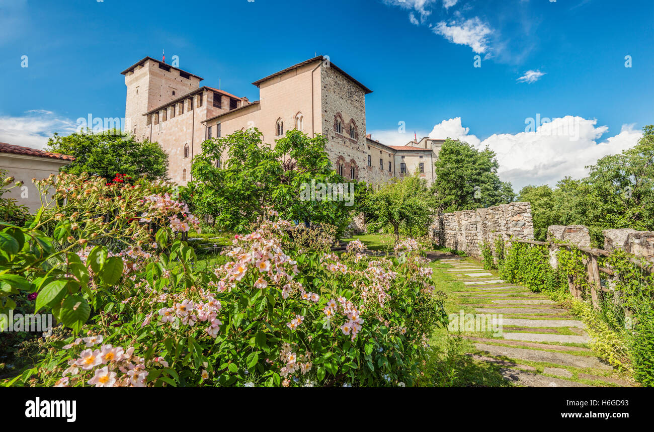 Castle garden inside Rocca di Angera, Lago Maggiore, Varese, Italy ...