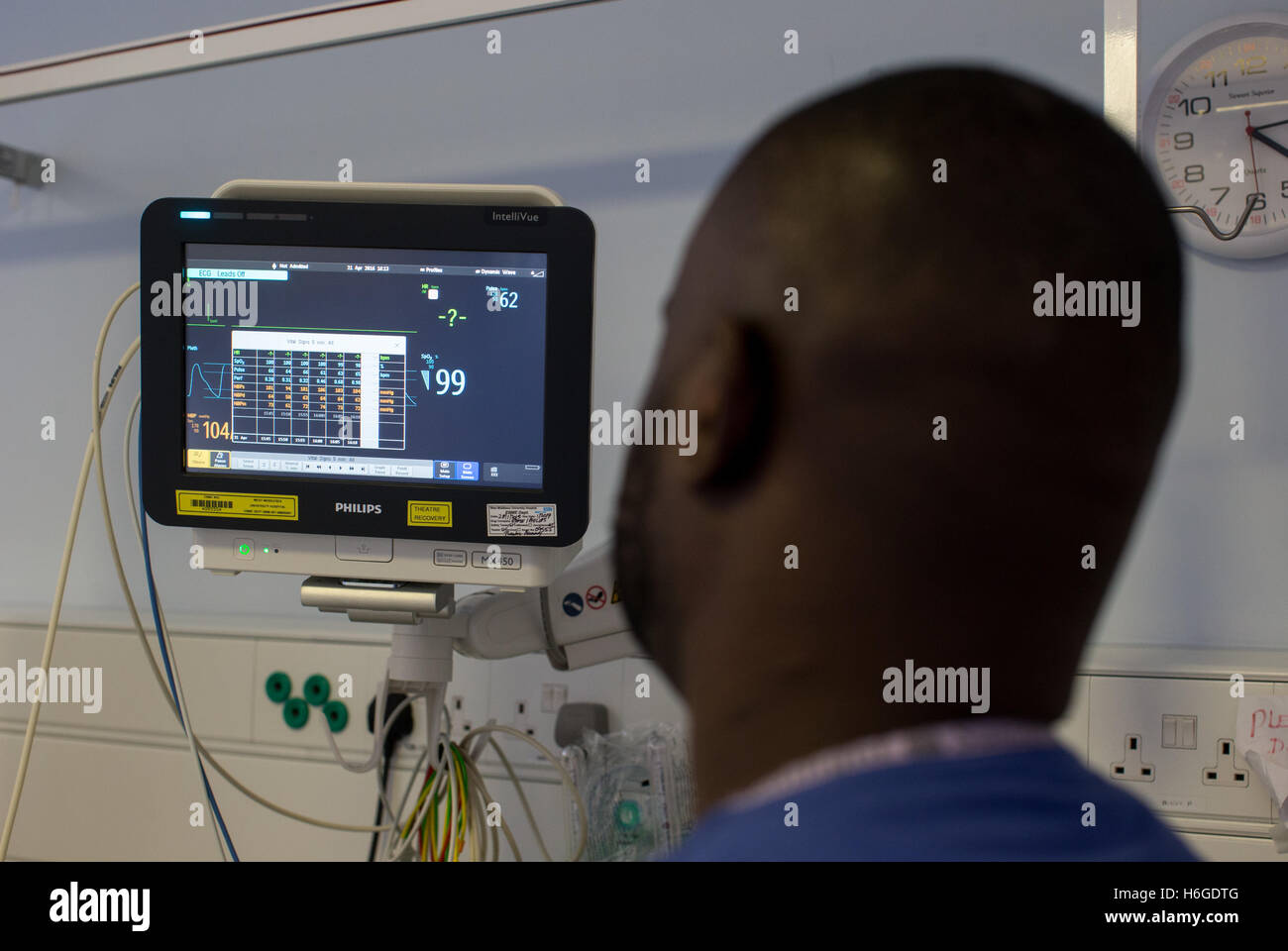 An Anaethetist checks the data on the screen during an operation Stock ...