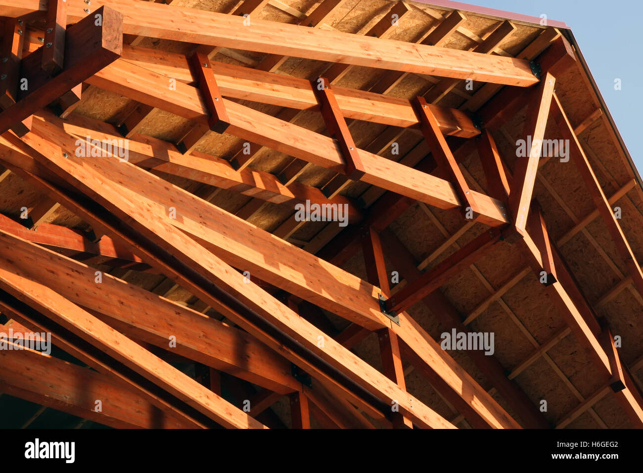 Wooden roof construction Stock Photo - Alamy