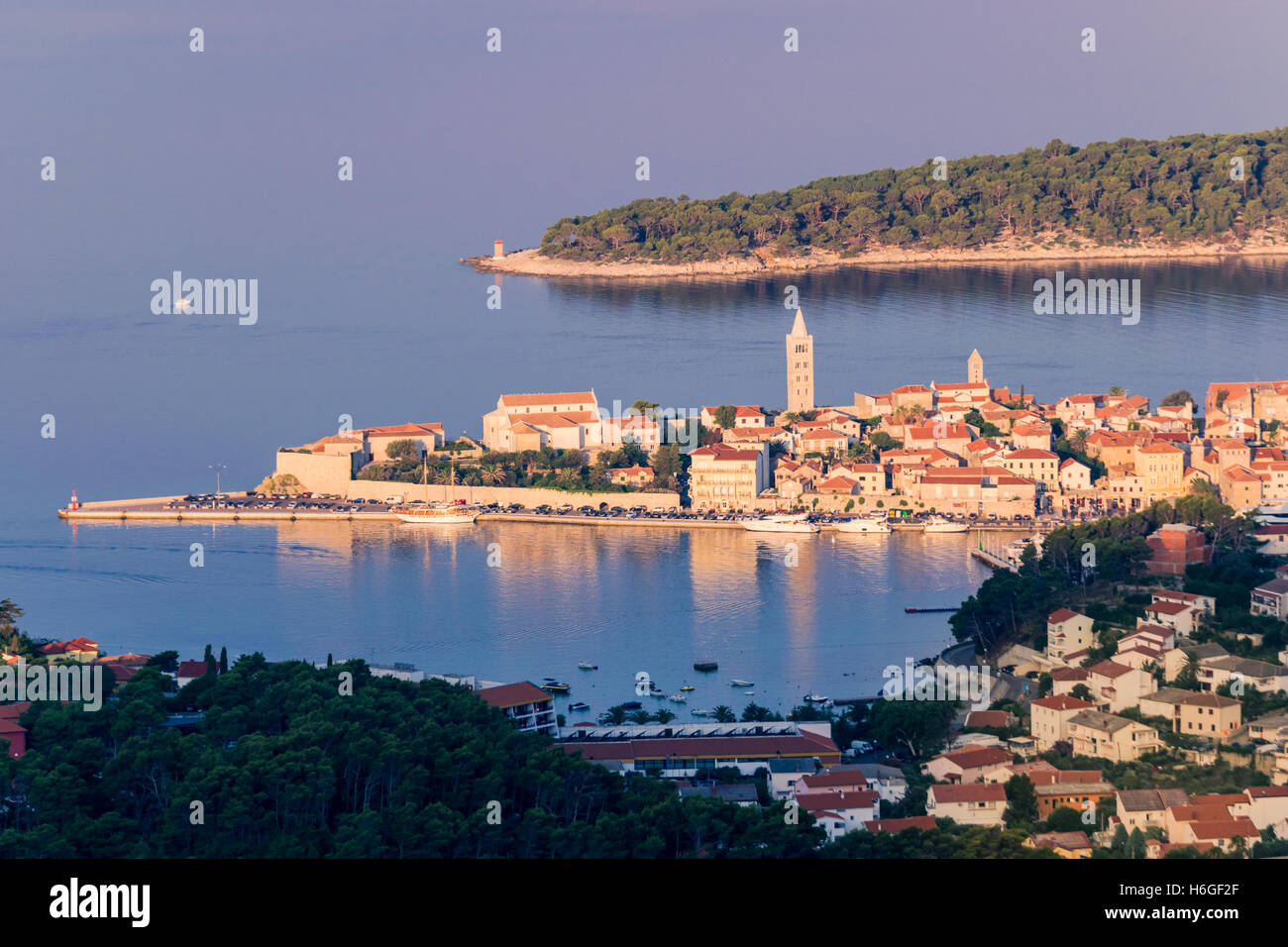 View of the town of Rab, Croatian tourist resort on the homonymous ...