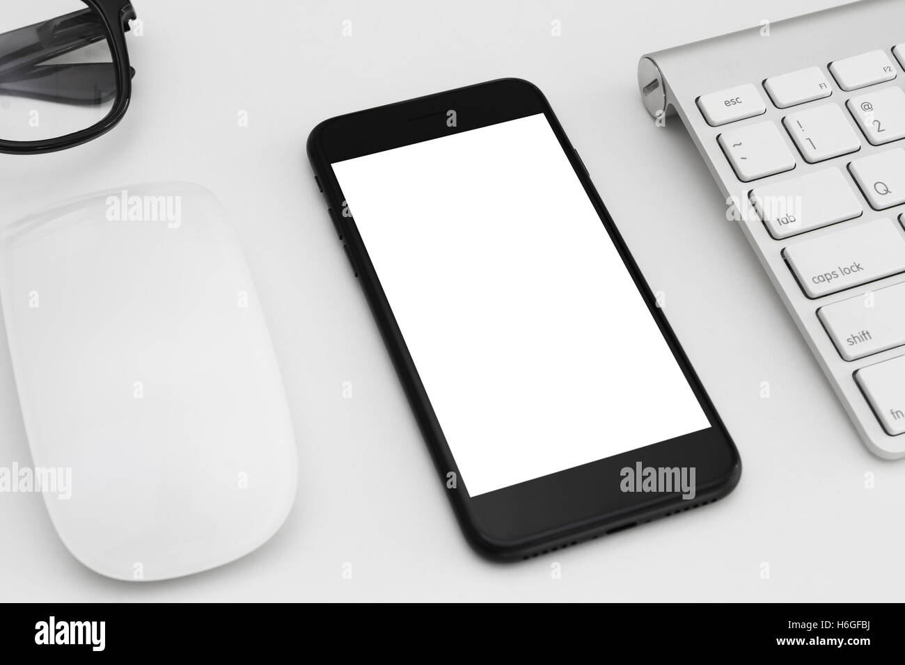 phone matte black color showing white screen Stock Photo - Alamy