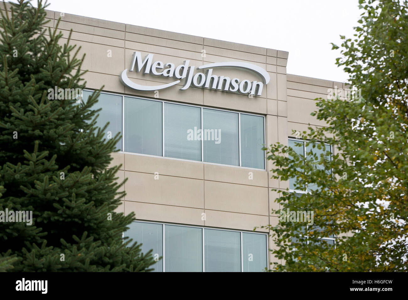 A logo sign outside of the headquarters of the Mead Johnson Nutrition ...
