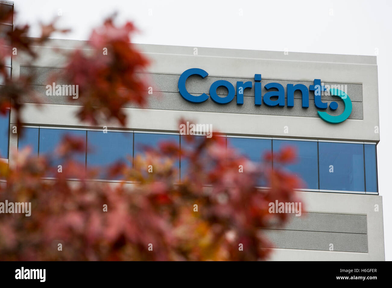 A logo sign outside of the headquarters of Coriant in Naperville ...