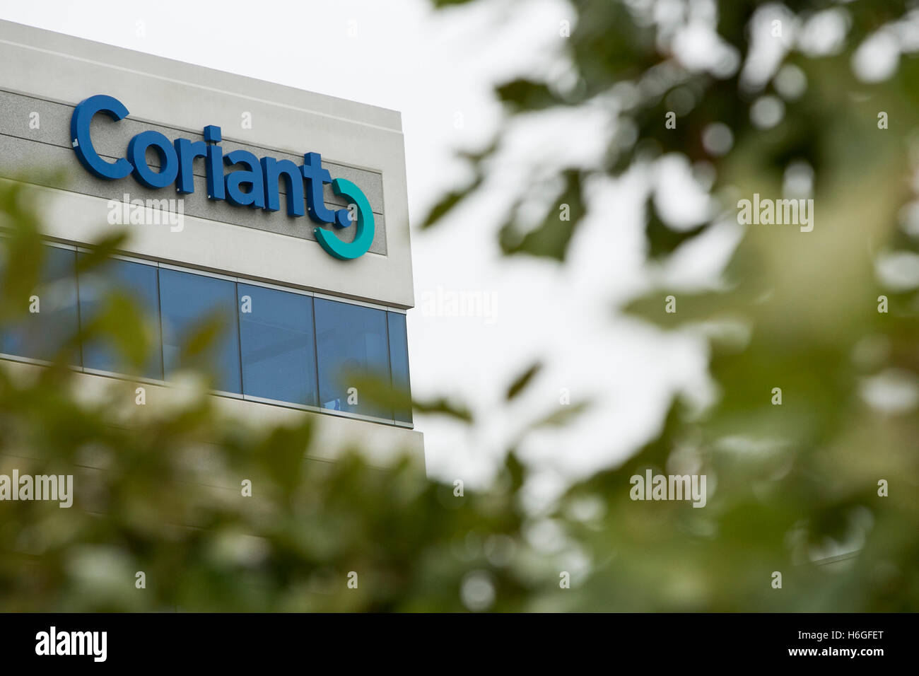 A logo sign outside of the headquarters of Coriant in Naperville ...
