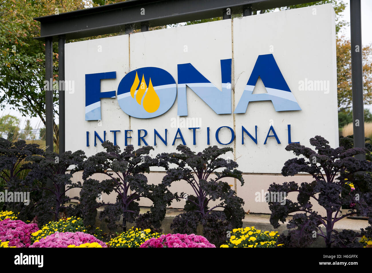 A logo sign outside of the headquarters of FONA International, Inc., in ...