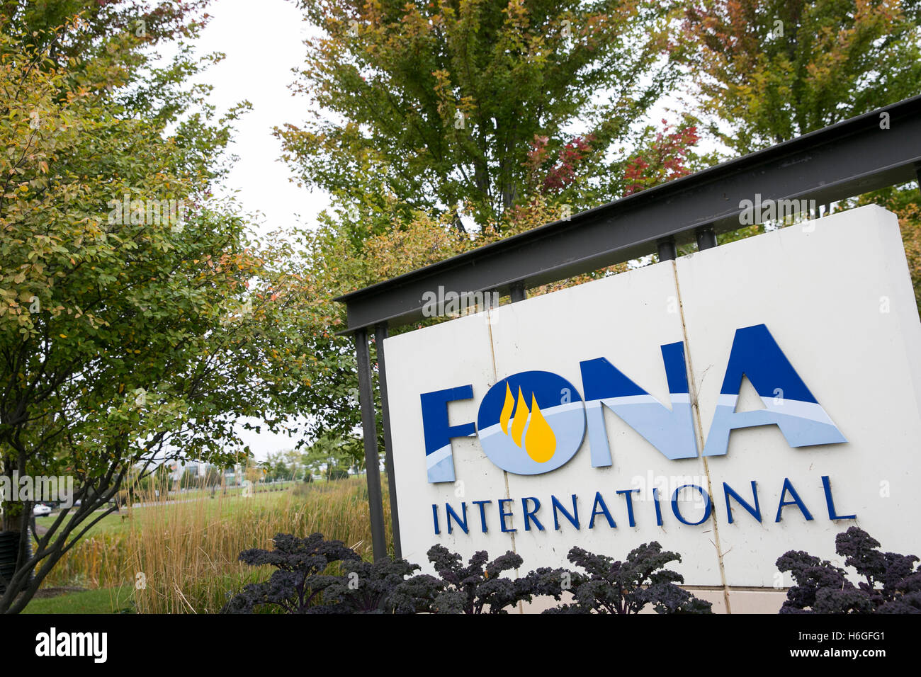 A logo sign outside of the headquarters of FONA International, Inc., in ...
