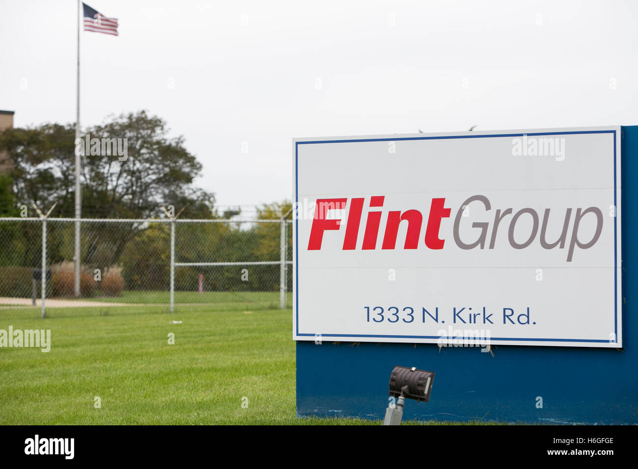 A logo sign outside of a facility occupied by the Flint Group in ...