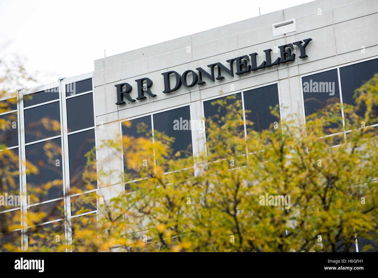 A logo sign outside of a facility occupied by RR Donnelley in ...