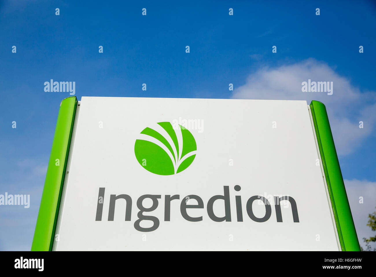 A logo sign outside of a facility occupied by Ingredion, Inc., in ...