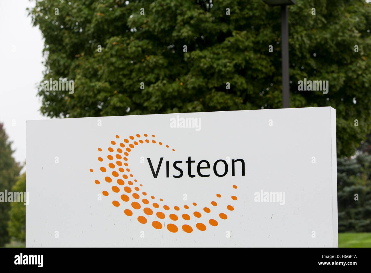 A logo sign outside of a facility occupied by the Visteon Corporation ...