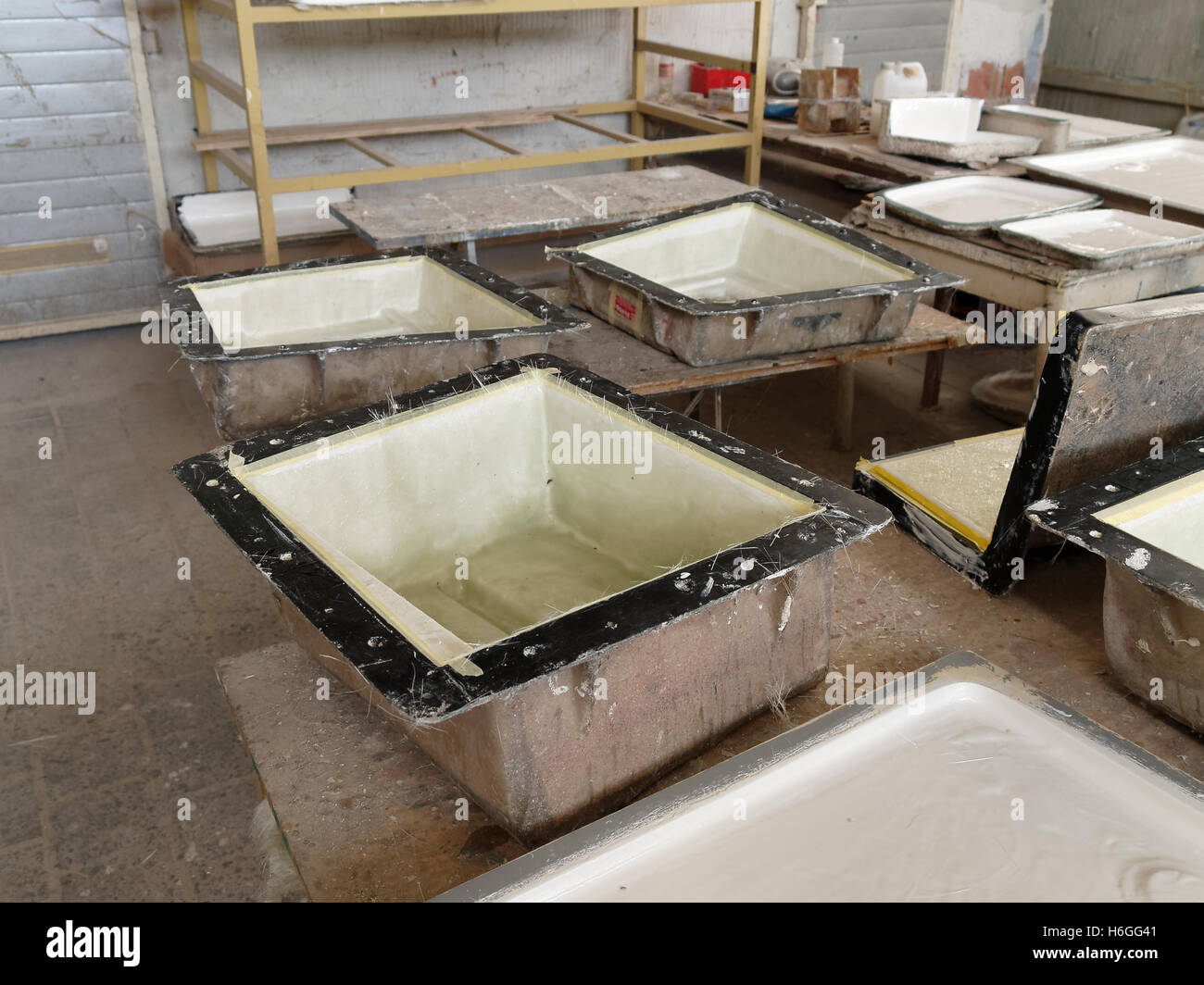 Fiberglass in boat production; details and processing Stock Photo - Alamy