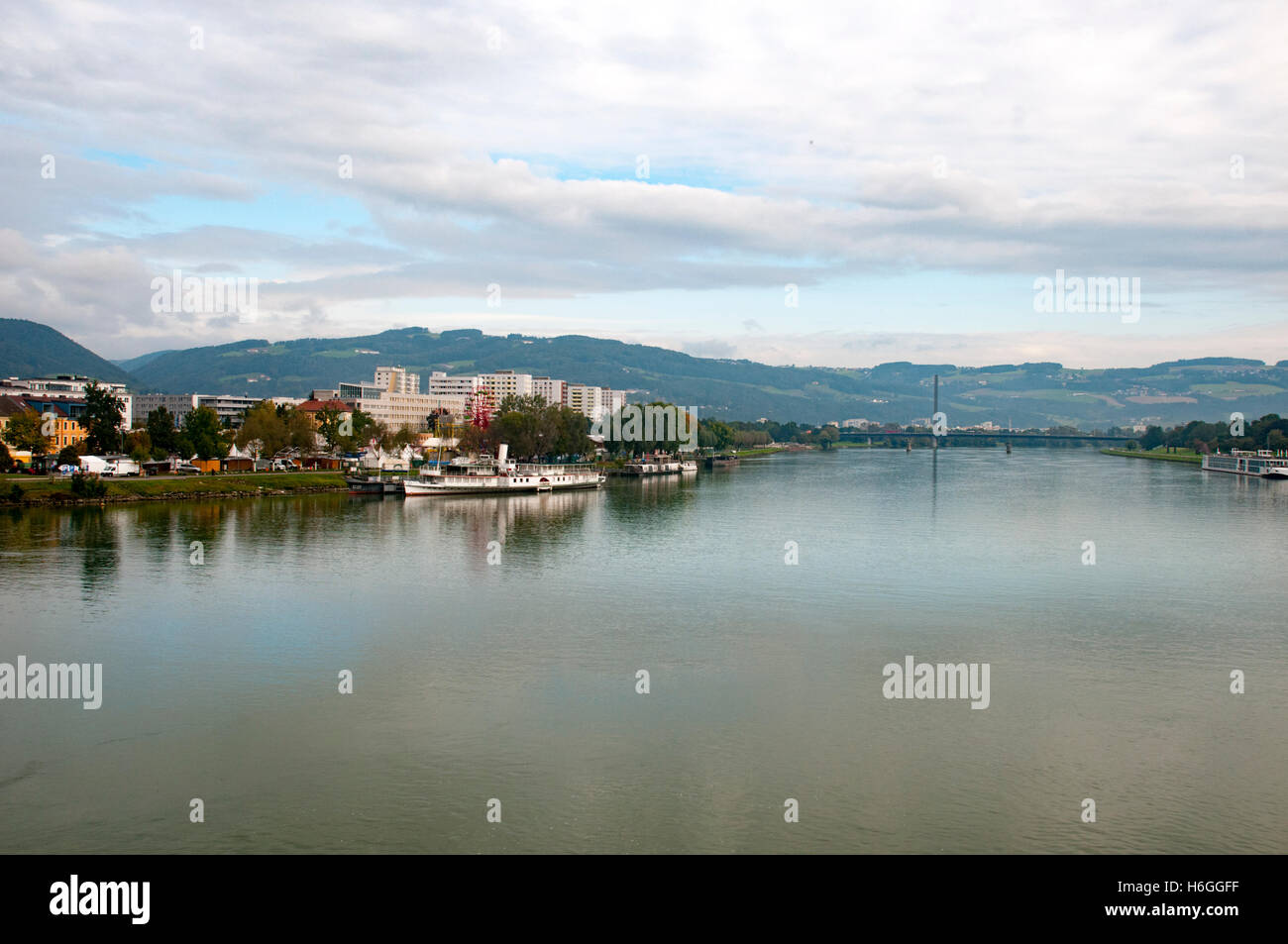 The Danube River flowing through Linz, Austria Stock Photo - Alamy