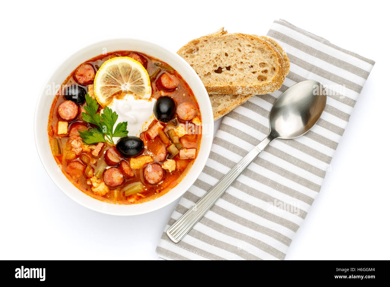 Solyanka - Russian traditional meat soup Stock Photo - Alamy