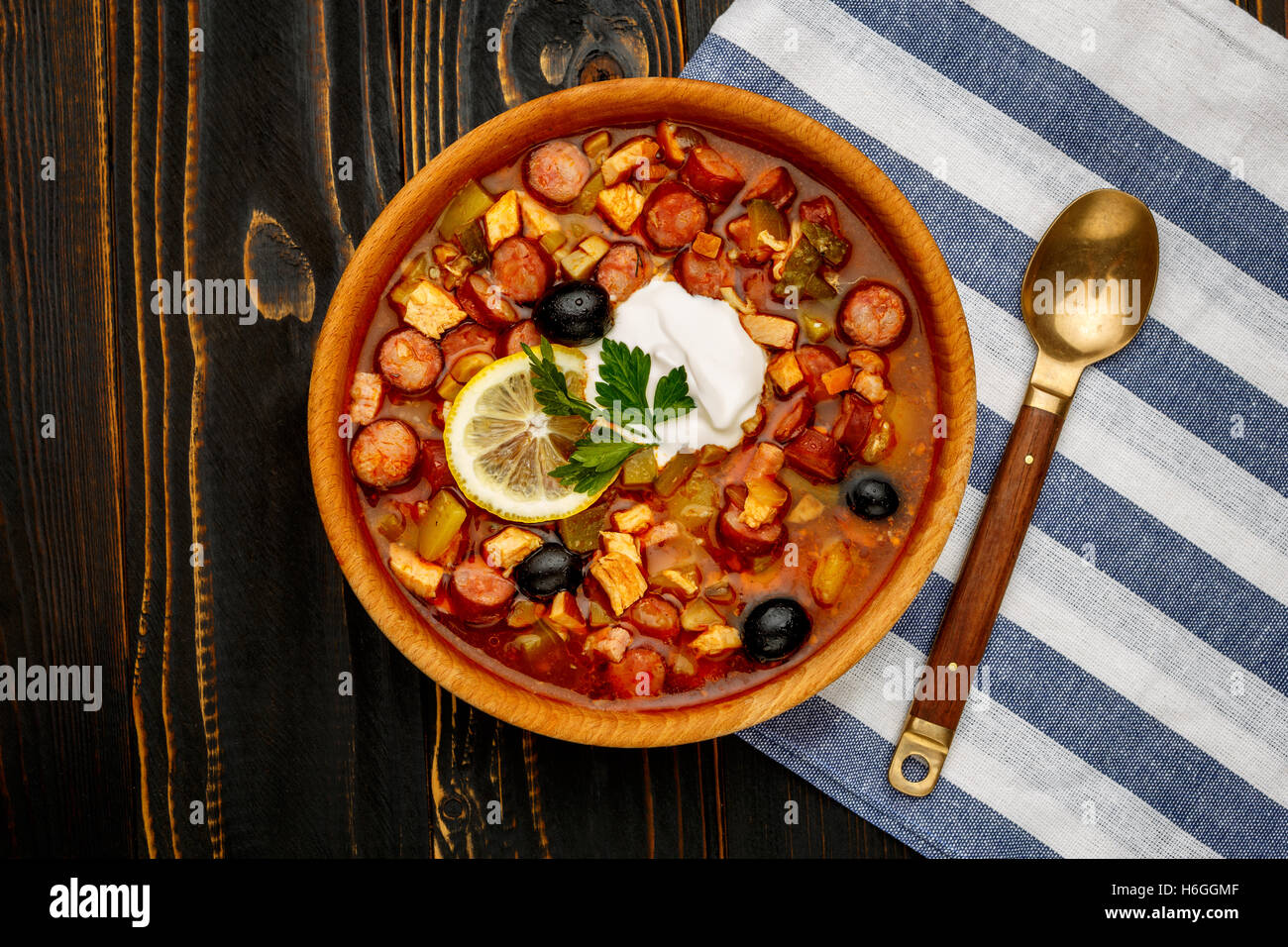 Solyanka - Russian traditional meat soup Stock Photo - Alamy